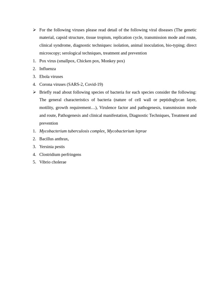 Reading Assignment For Infectious Disease Microbiology Part | PDF