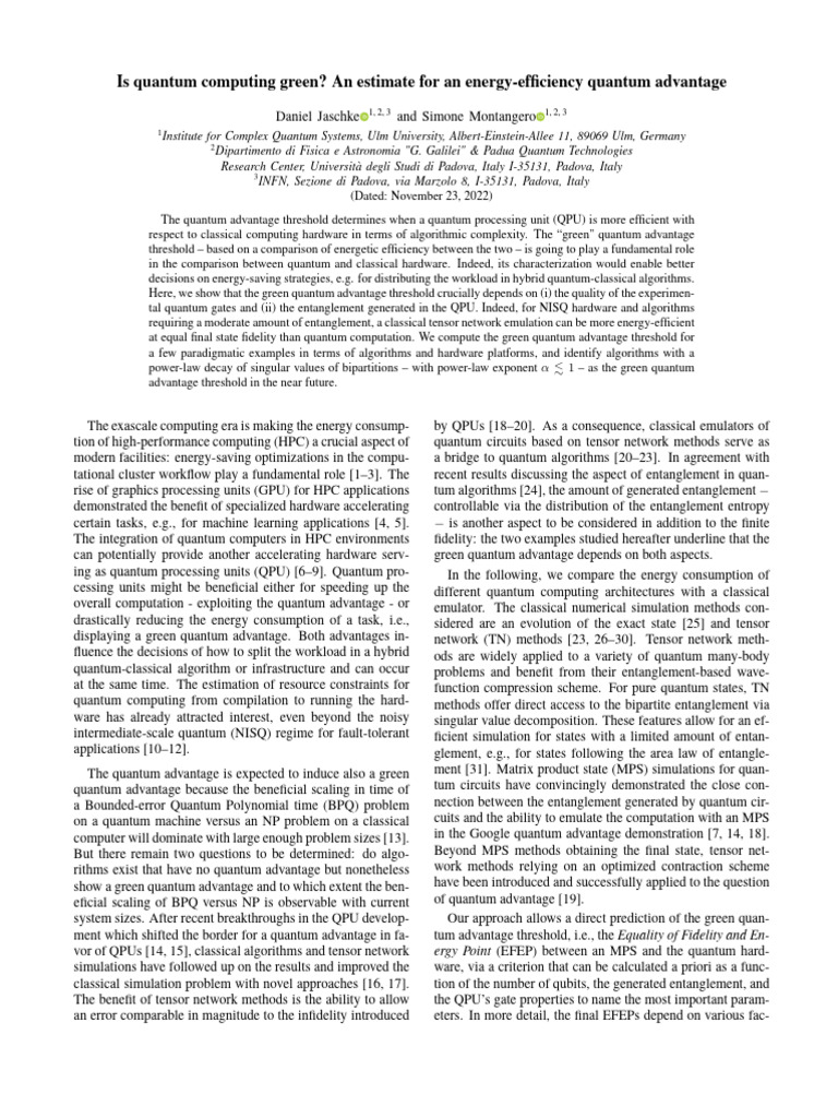 Is Quantum Computing Green? An Estimate For An Energy-Efficiency ...
