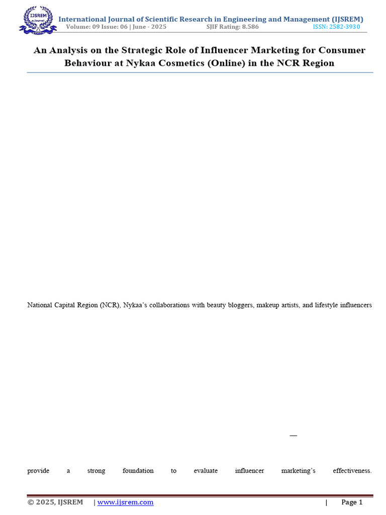 An Analysis On The Strategic Role of Influencer Marketing For Consumer ...