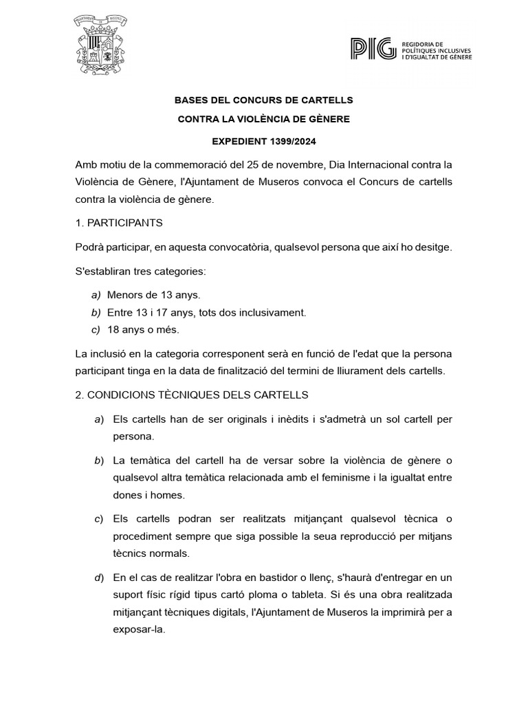 Bases Concurs Cartells 25N Museros | PDF