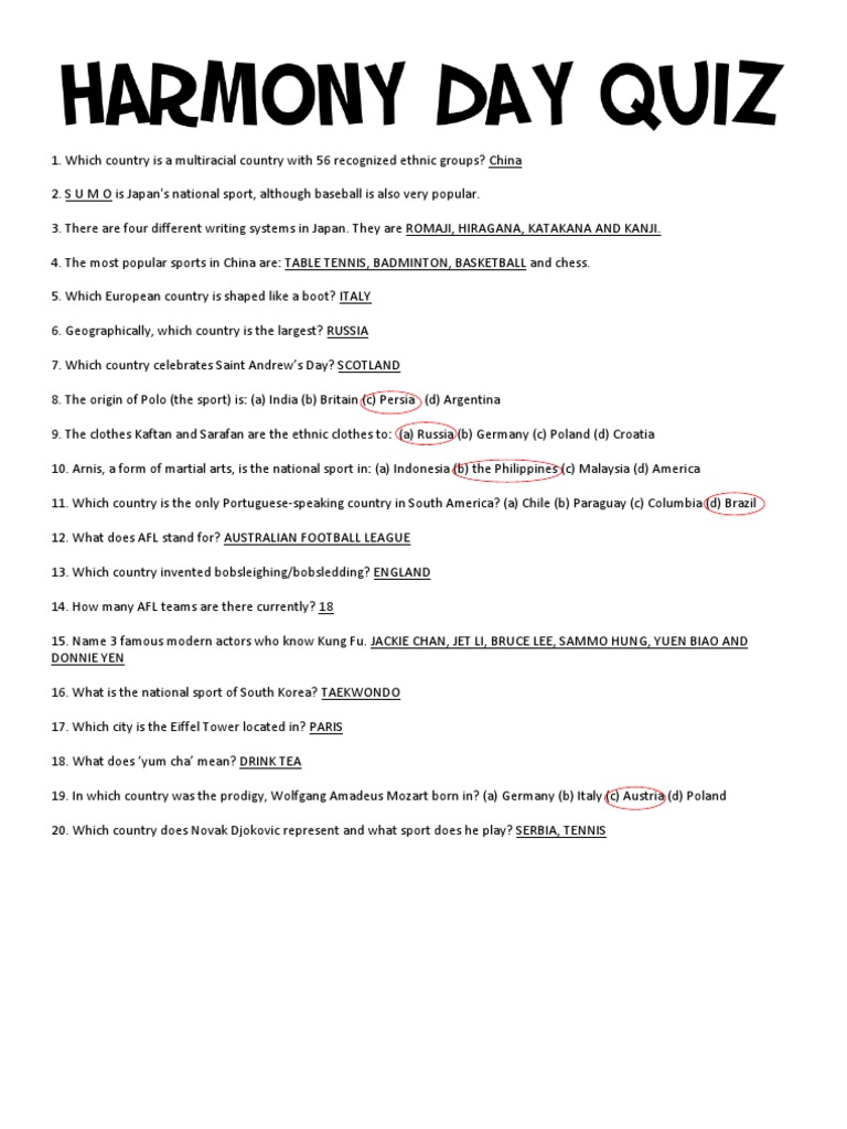 Global Sports and Cultural Trivia | PDF | Art