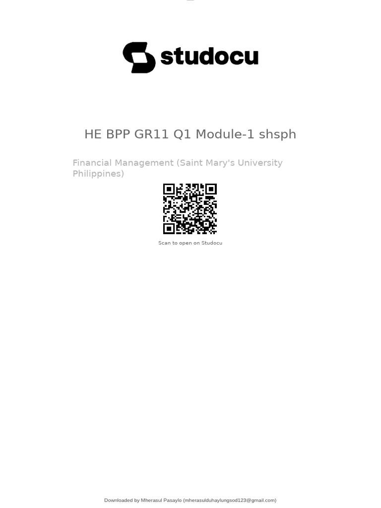 He BPP Gr11 q1 Module 1 SHSPH | PDF | Flour | Breads