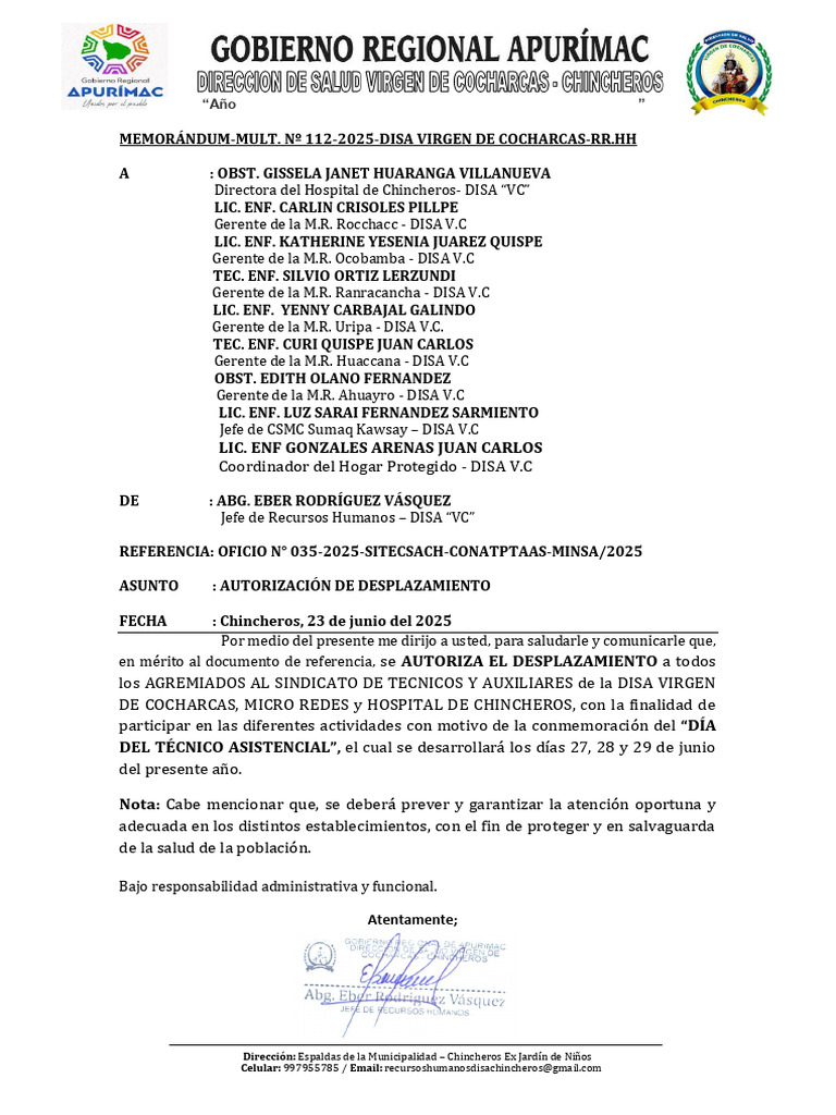 Memorándum Mult. #112 2025 | PDF