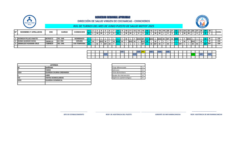 Copia de Copia de Rol de Turno Motoy - Copias Rol de Junio | PDF