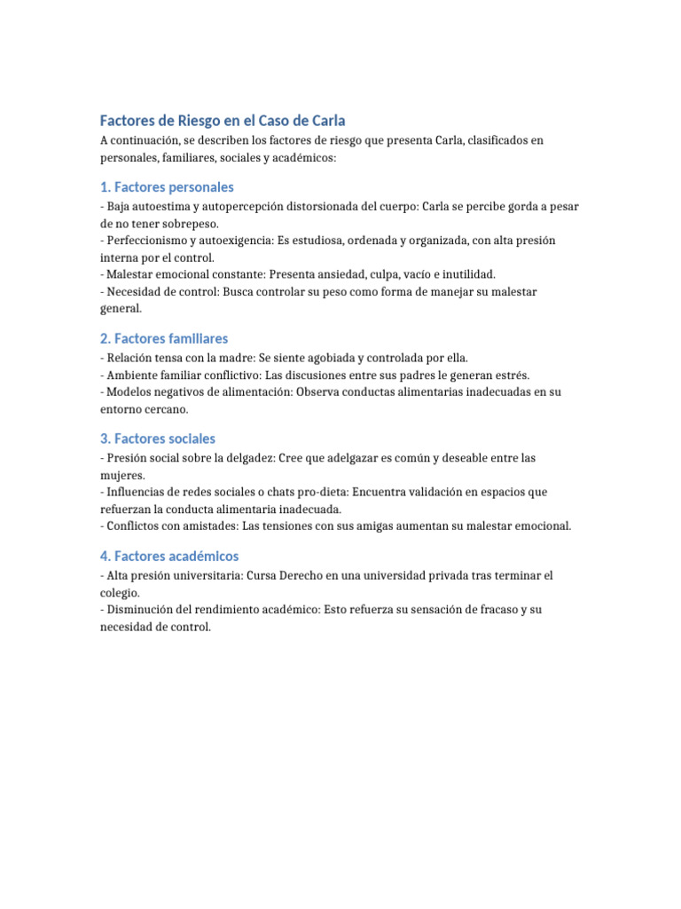 Factores de Riesgo Carla | PDF