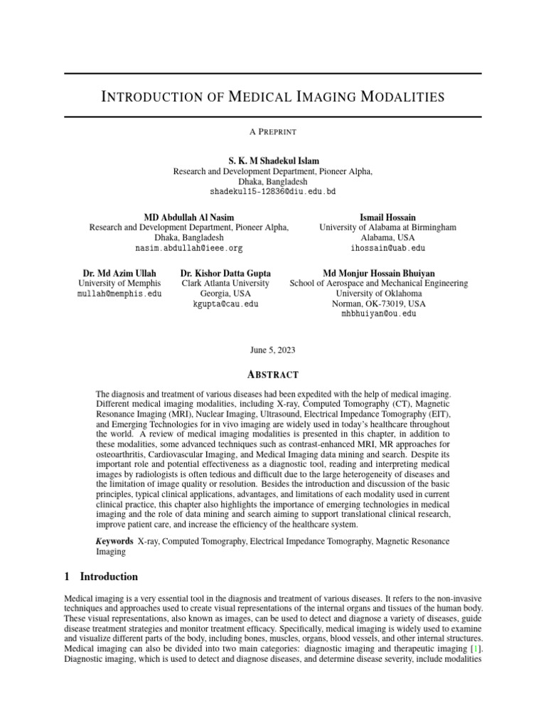 Overview of Medical Imaging Modalities | PDF | Medical Imaging | Ct Scan