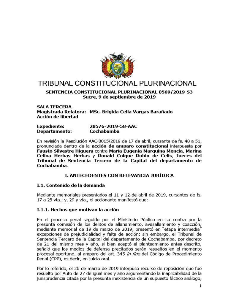 SCP 0569 - 2019-S3 | PDF | Debido al proceso | Caso de ley