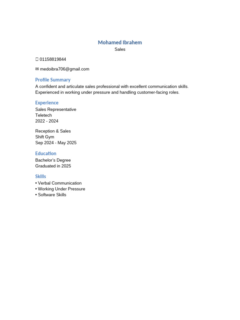 Mohamed Ibrahem CV Updated | PDF