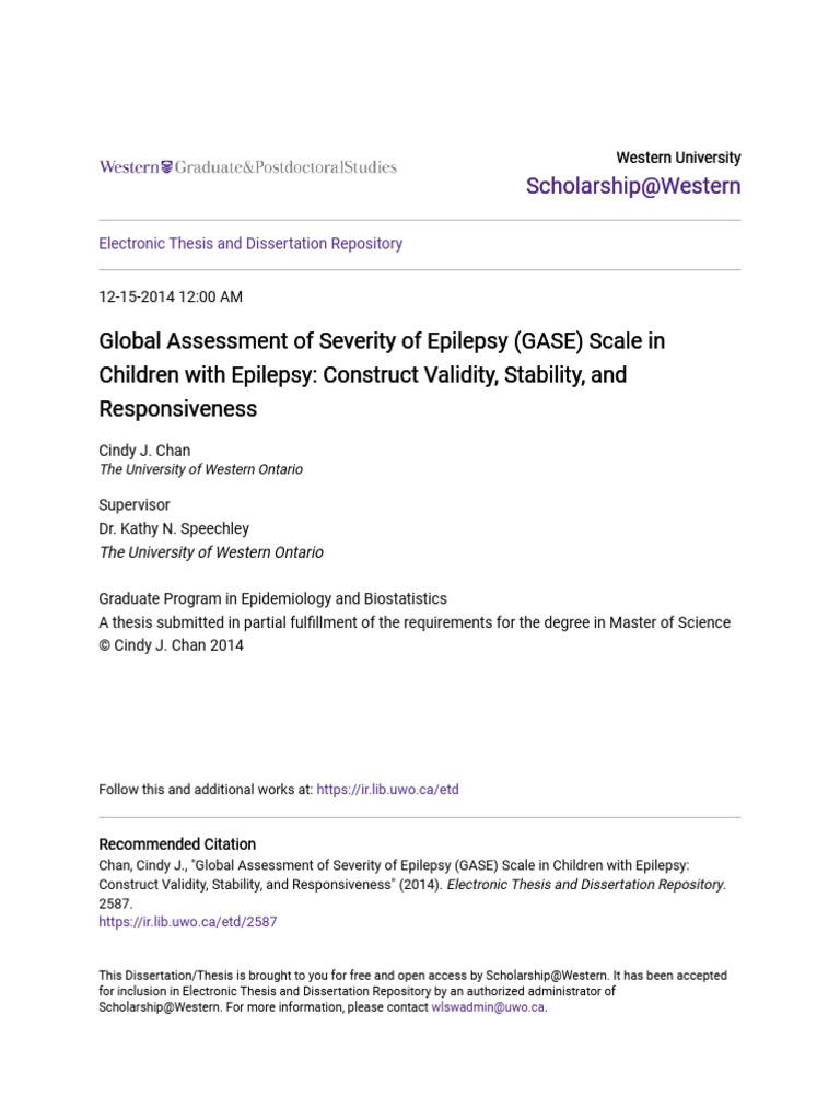 Validating the GASE Scale for Epilepsy | PDF | Epilepsy | Validity ...
