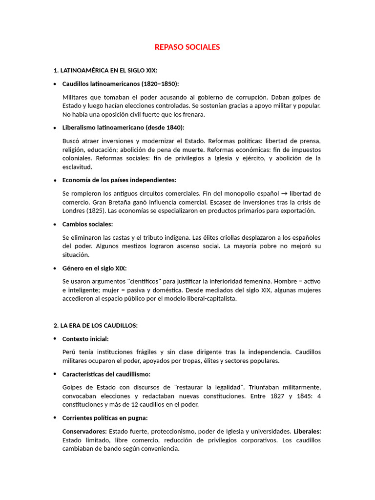 Repaso Sociales | PDF