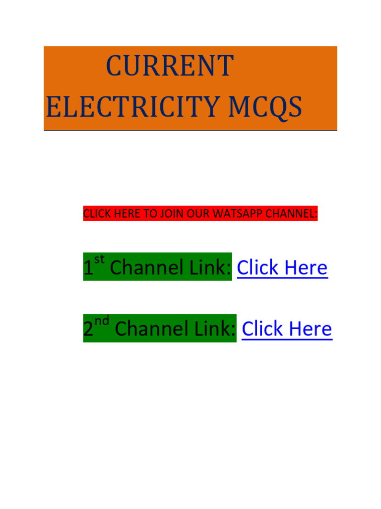 Current Electricity Mcqs by Mdcat Squadrones | PDF