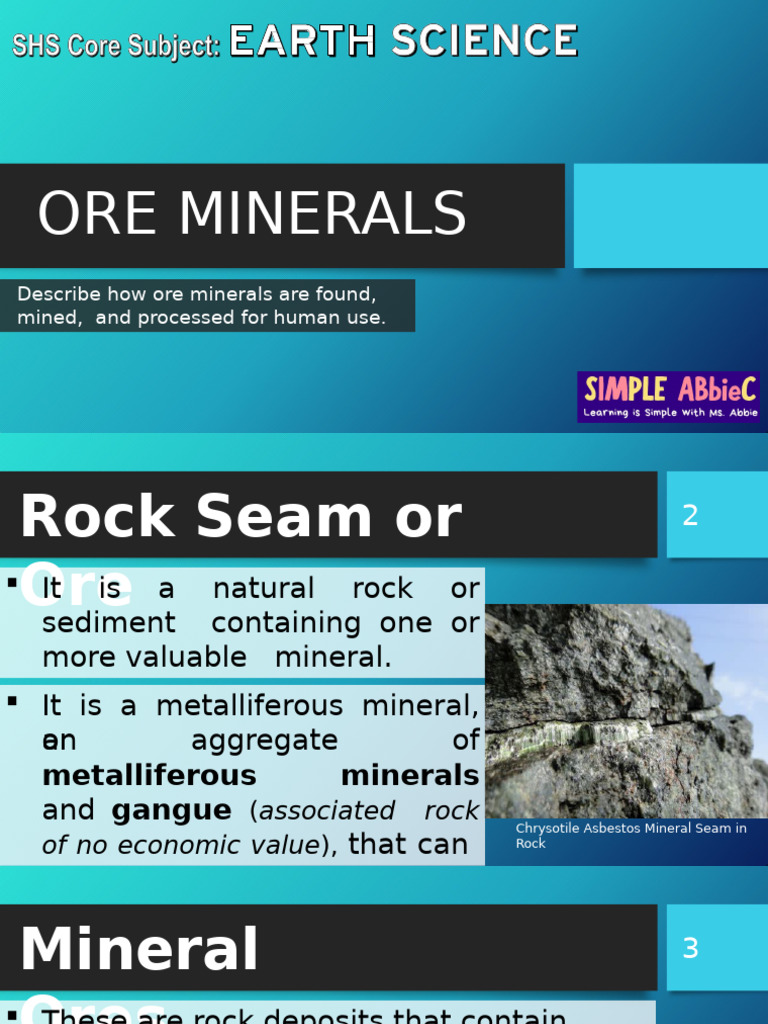 Earth Science MELCs-Ore-Minerals | PDF | Mining | Surface Mining