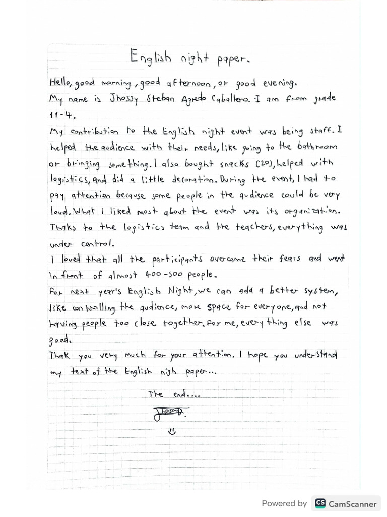 English Nigth Paper | PDF