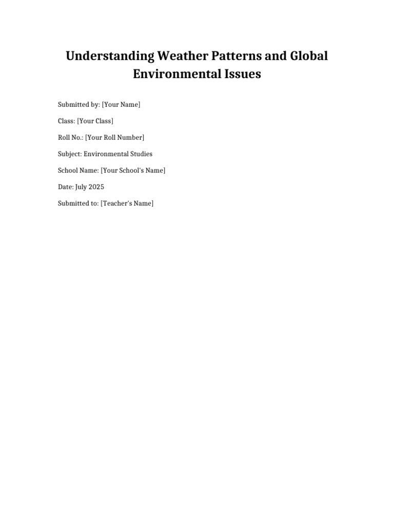 EVS Weather Patterns Project | PDF