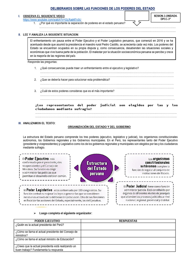 Funciones de Los Poderes Del Estado | PDF | Ejecutivo (gobierno ...