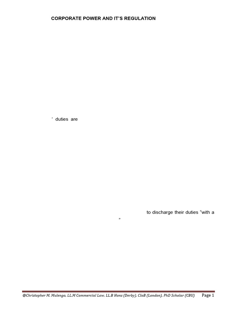 Company Unit 14 Corporate Power and Its Regulation | PDF | Legal ...