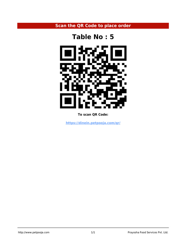 QR Code Ordering for Table 5 | PDF