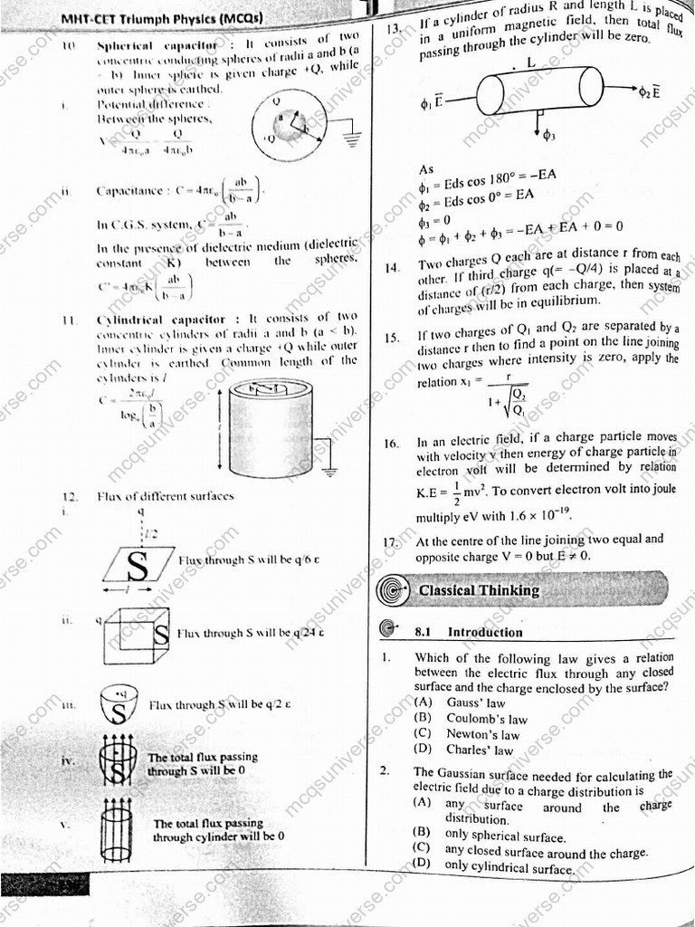 Electrostatic Mcqs Mhtcet | PDF