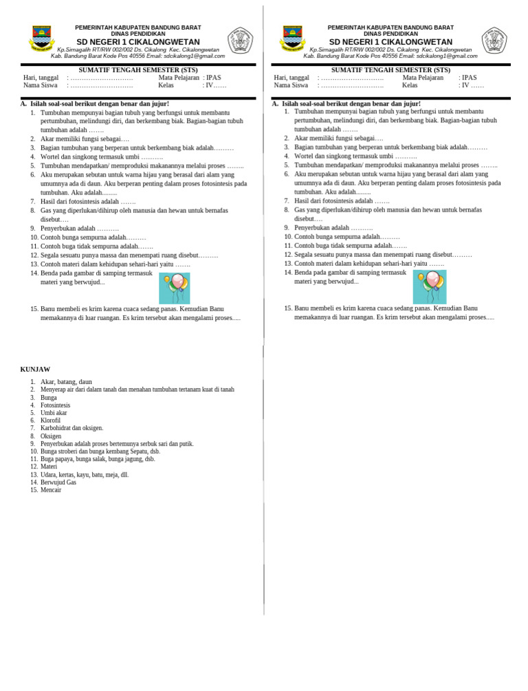 STS Ipas Kelas 4 2024 Semester 2 | PDF