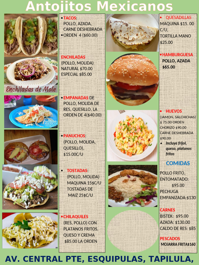 Menu de Antojitos Mexicanos | PDF