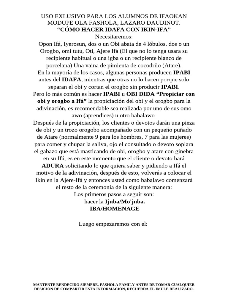 Idafa Ikin-Ifá | PDF | Religiones religiosas