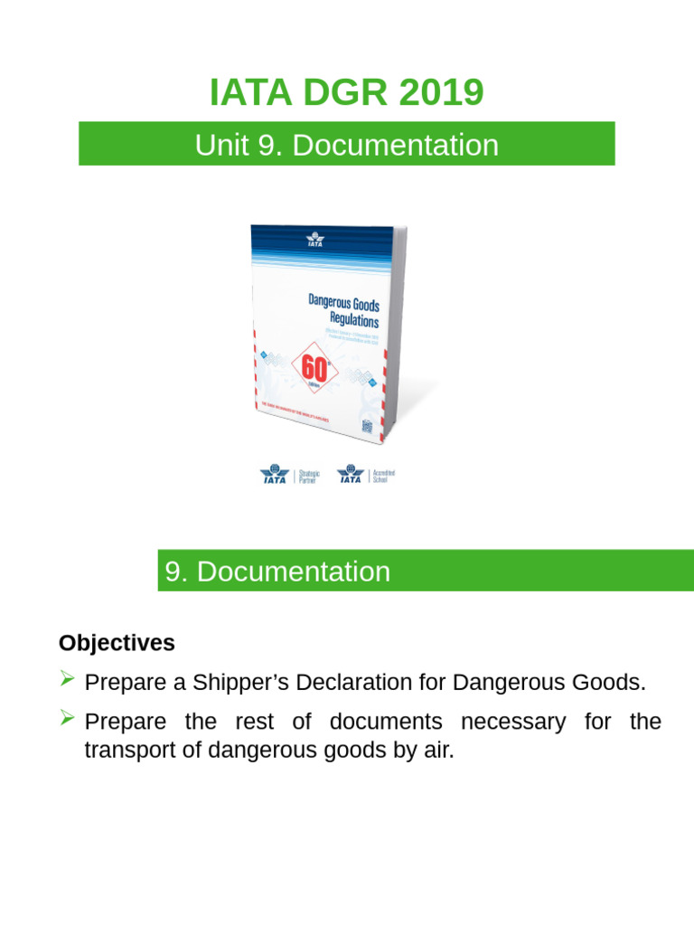 IATA DGR Unit 9 Documentation | PDF | Dangerous Goods | Cargo