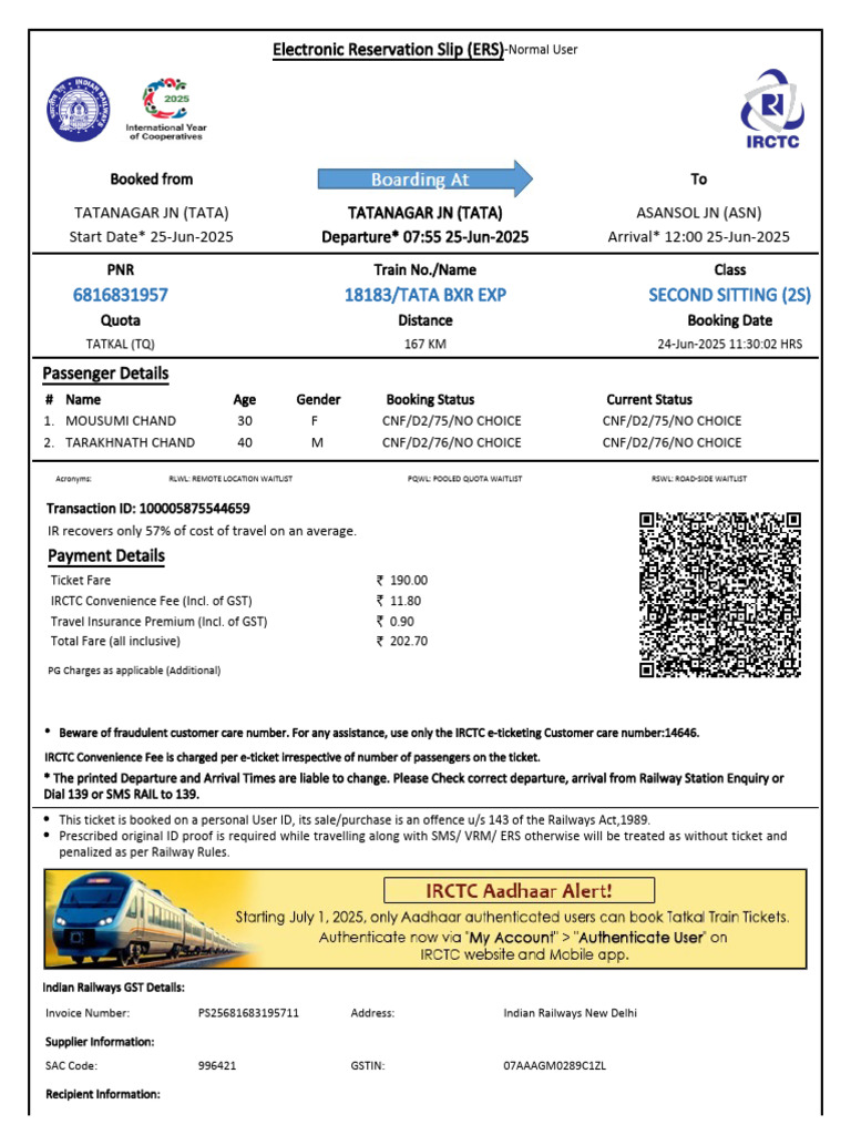 18183/TATA BXR EXP Second Sitting (2S) | PDF | Identity Document | Payments