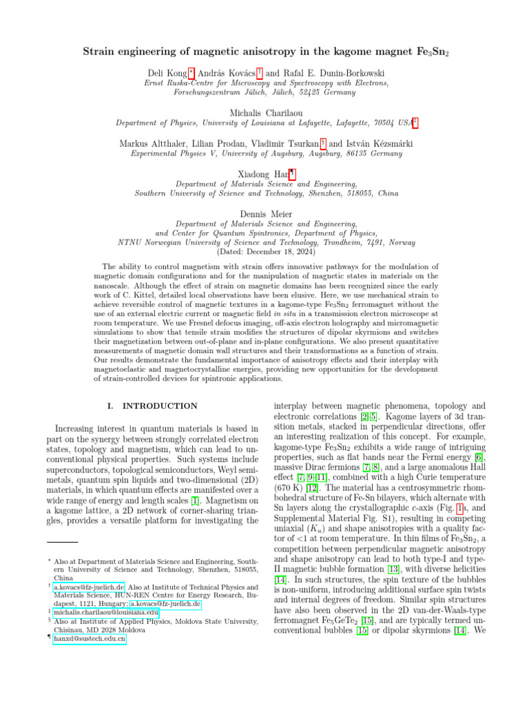 Strain Engineering of Magnetic Anisotropy in The Kagome Magnet Fe SN ...