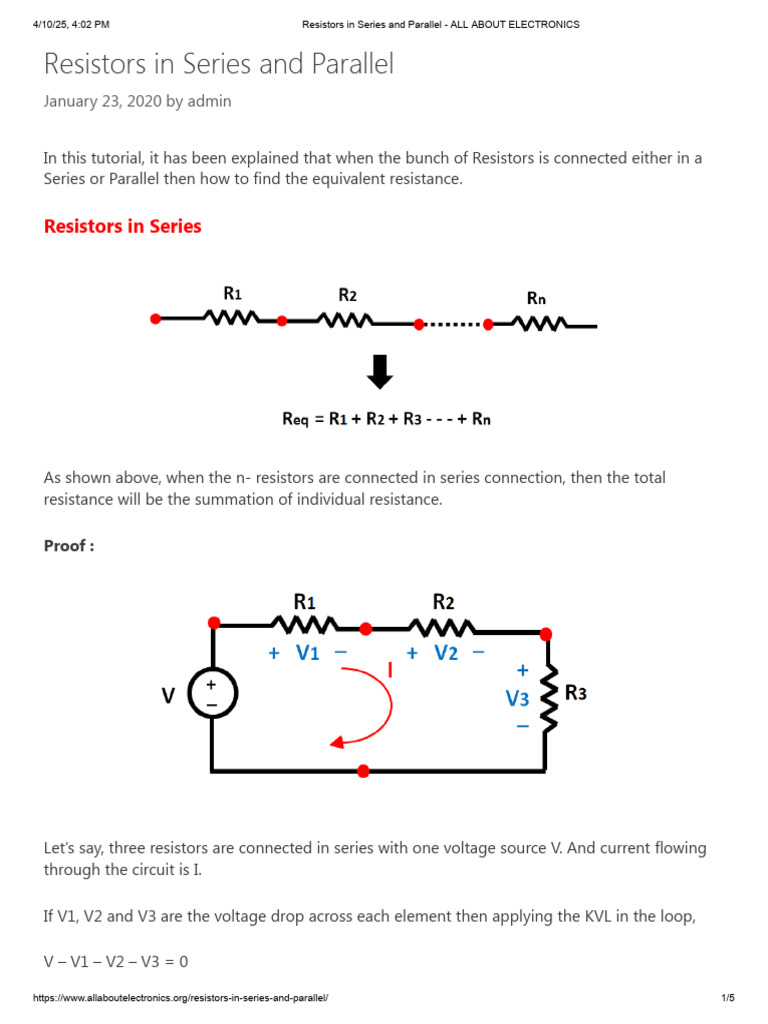 Resistors in Series and Parallel - ALL ABOUT ELECTRONICS | PDF | Series ...