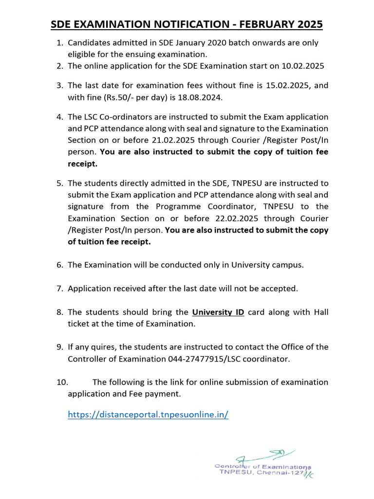 Examination Notification | PDF