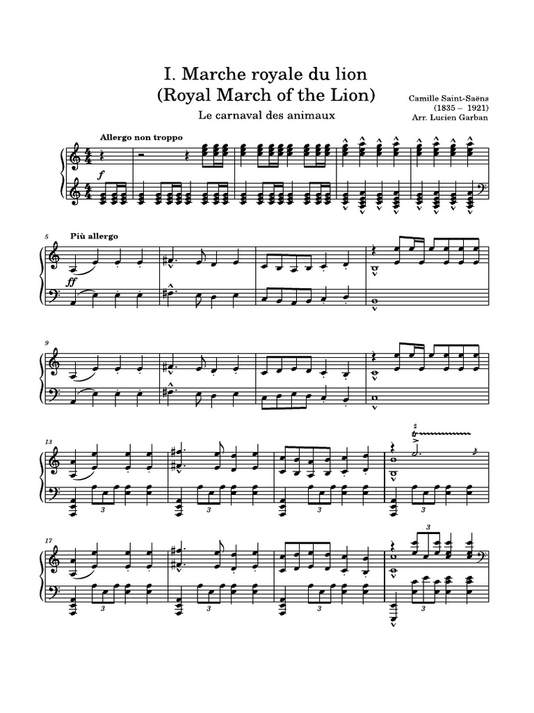 Camille Saint-Saëns_(1835 – 1921)_Arr. Lucien Garban - I. Marche Royale ...