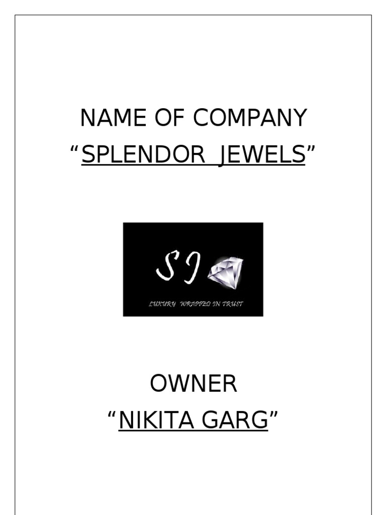 Business Plan for Splendor Jewels | PDF | Jewellery | Retail