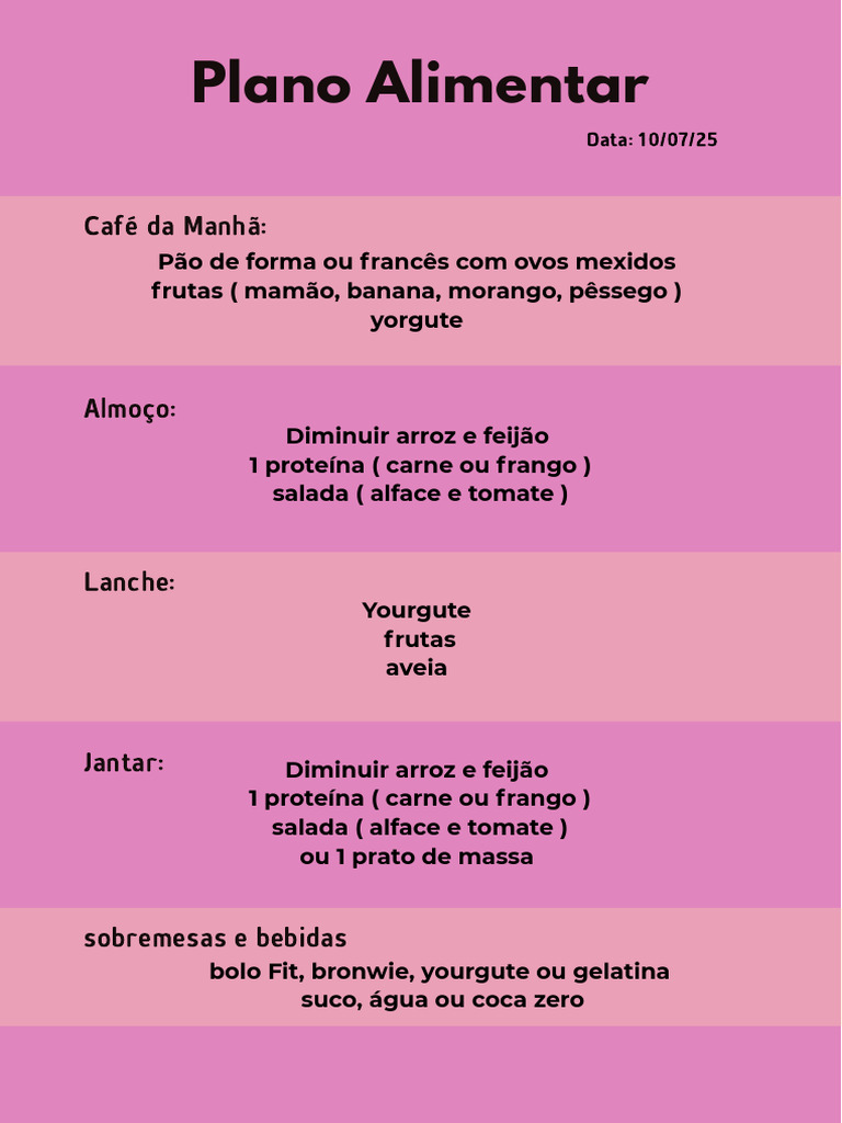Plano Alimentar PDF | PDF