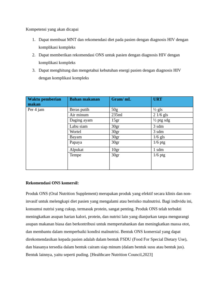 Kompetensi, Menu. HIV | PDF