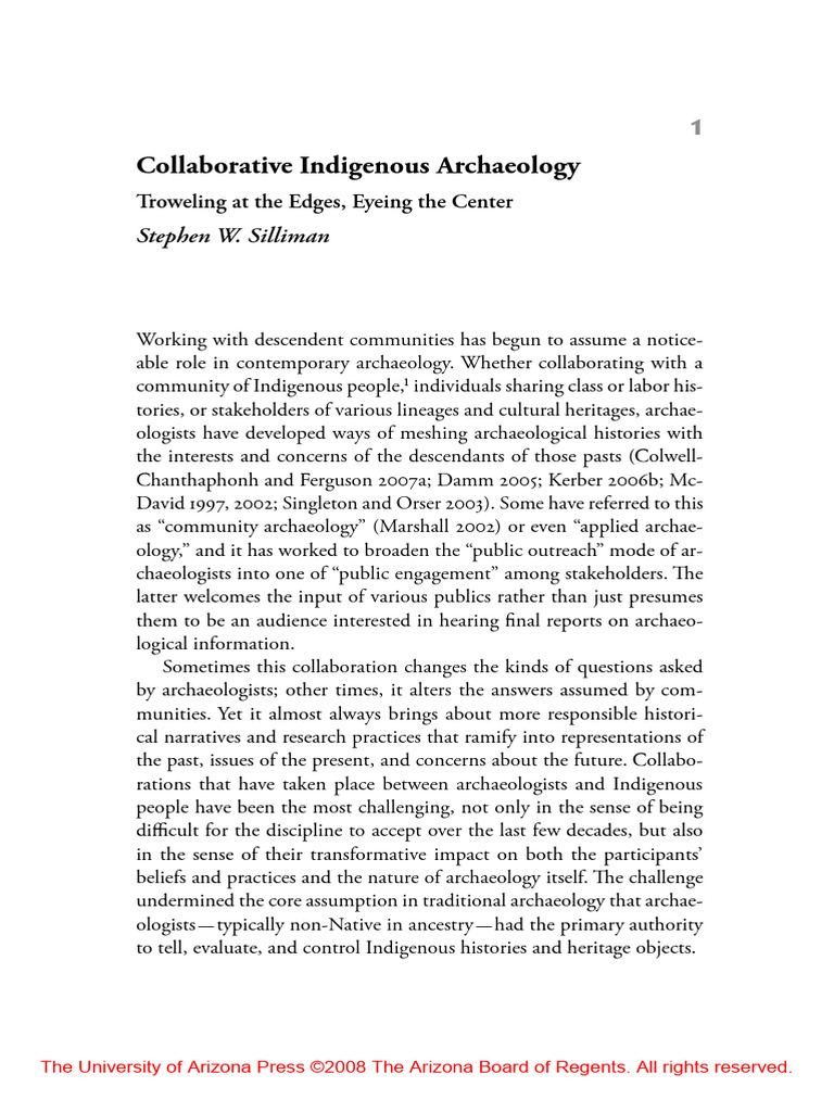 Collaborative Indigenous Archaeology Tro | PDF | Archaeology | Ethnography