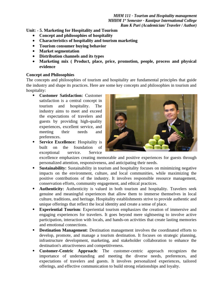 Unit - 5 Marketing For Hospitality and Tourism | PDF | Marketing ...
