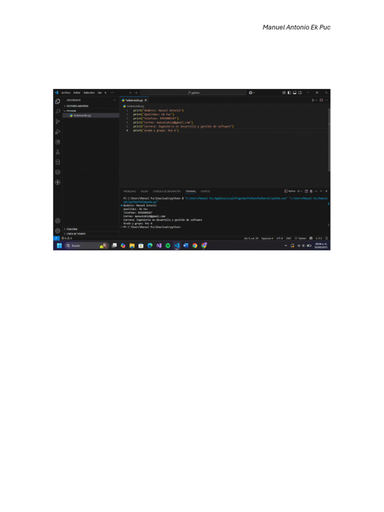 Actividad 3.3. Instalación de Python - Manuelek | PDF