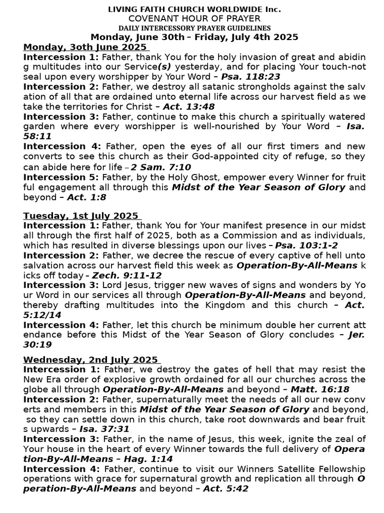 Daily Prayer Guidelines for July 2025 | PDF | Systematic Theology ...