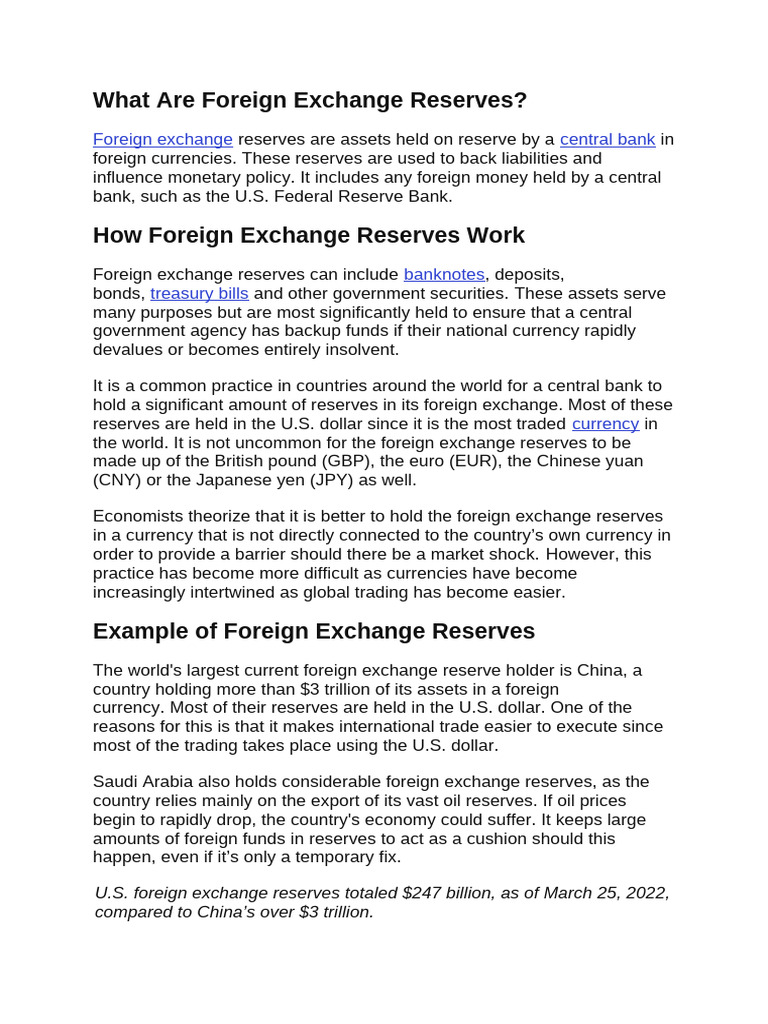 Saudi Arabia's Foreign Exchange Reserves | PDF | Exchange Rate ...