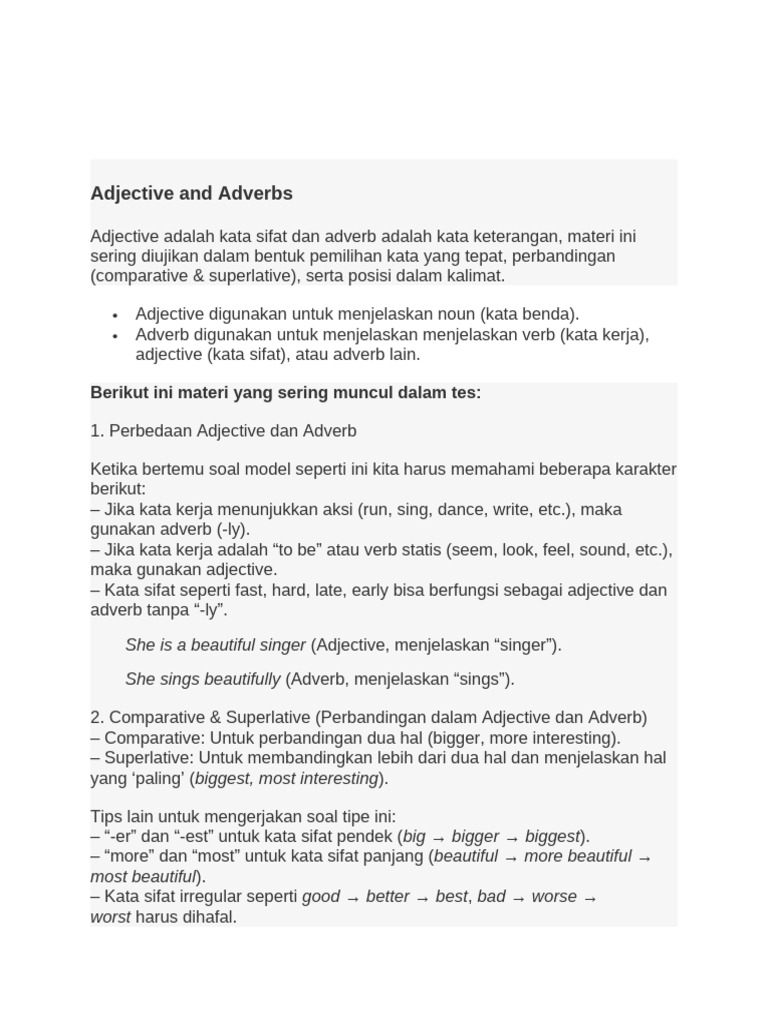 Adjective and Adverbs | PDF