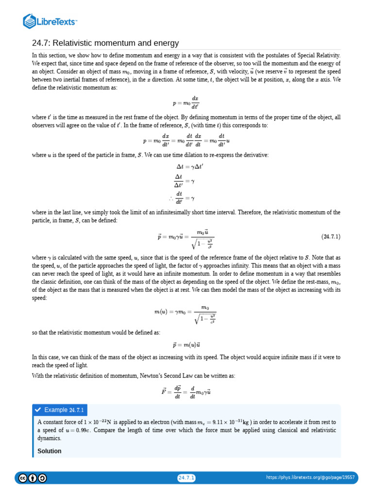24.07 Relativistic Momentum and Energy | PDF | Special Relativity ...