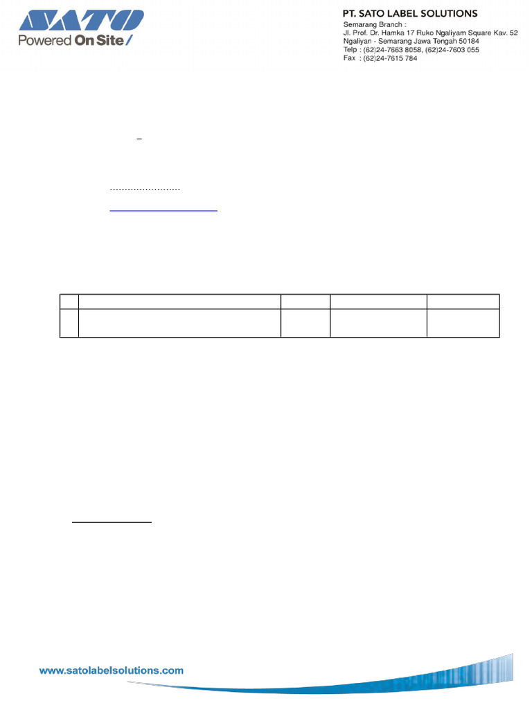 Penawaran Zebra Scanner PT - Sato Label | PDF