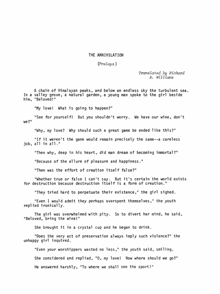 (Pralaya) Translated by Richard A. Williams: The Annihilation | PDF ...