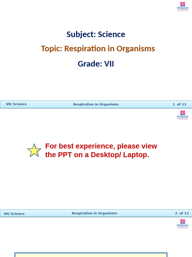 Respiration in Organisms for Class 7 | PDF | Respiratory System | Stoma