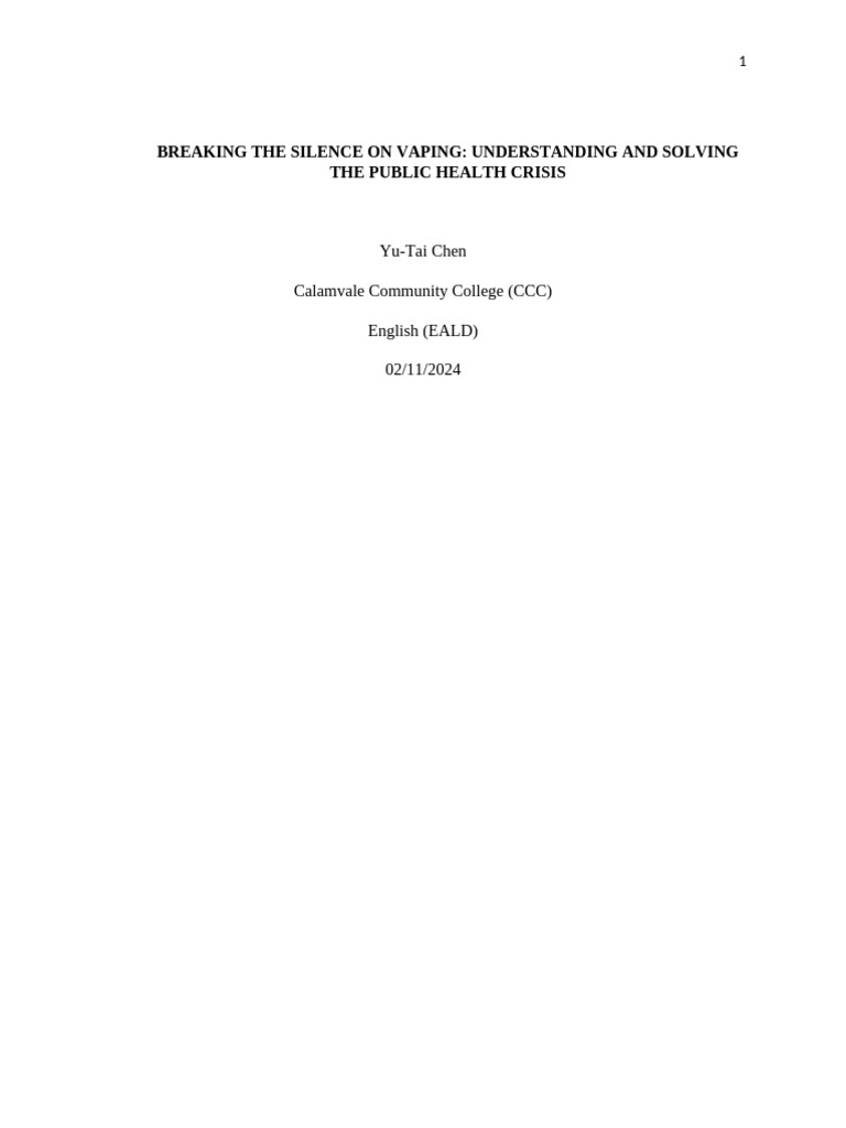 Vaping: A Public Health Crisis Explained | PDF | Electronic Cigarette