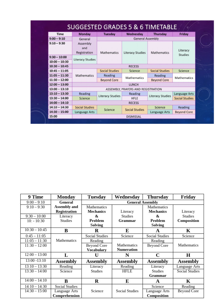 Timetable Beyond Core | PDF
