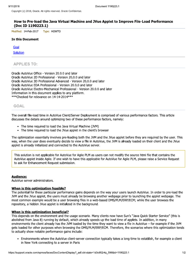 How To Pre-Load The Java Virtual Machine and JVue Applet To Improve File-Load Performance ...