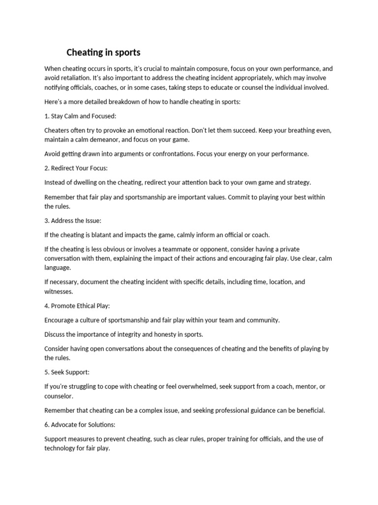 Handling Cheating in Sports Effectively | PDF