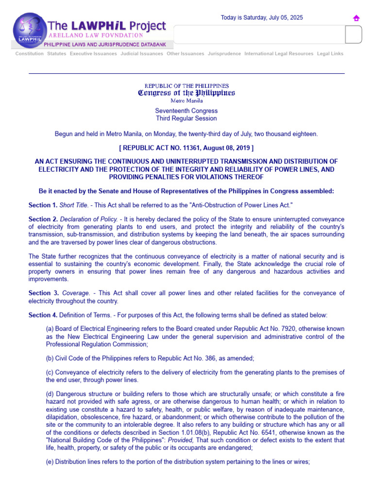 Ra 11361 Anti Obstruction Law | PDF | Electric Power Transmission ...