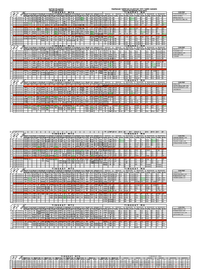 Jadwal Pelajaran 2025-2026(1) | PDF